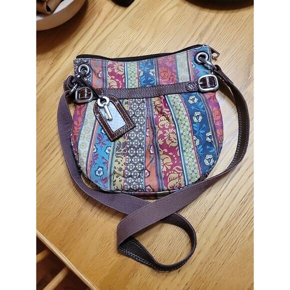 Fossil | Bags | Fossil Multicolor Canvas Brown Leather Floral Zb2777 ...